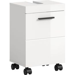 Waschbeckenunterschrank Welltime "AVON, Breite 40 cm, 1 T&uuml;r, 1 Einlegboden, 2 F&auml;cher", wei&szlig;, wei&szlig; hochglanz, B:40cm H:58cm T:30cm, FSC-zertifizierter Holzwerkstoff, Schr&auml;nke, Waschbeckenunterschrank, Badm&ouml;bel, Badschrank, Unterschrank, Waschtisch, Kommode, Bad