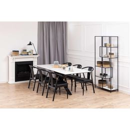 Esstisch ACTONA GROUP "Heaven", wei&szlig; (schwarz, wei&szlig;), B:200cm H:75,5cm T:100cm, Tische, Esstisch, wei&szlig;er Keramik-Tischplatte, schwarzem Stahlkreuz, L: 200 cm