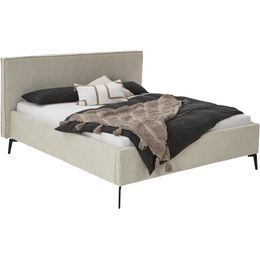 Meise M&ouml;bel Polsterbett MEISE.M&Ouml;BEL "Riva II", beige (greige, greige), B:185cm L:216cm, Betten, Polsterbett, mit schwarzen Metallf&uuml;&szlig;en, wahlweise mit Bettkasten