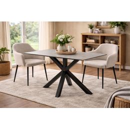 Esstisch ACTONA GROUP "Heaven", schwarz, grau anista, matt schwarz, grau anista, B:135cm H:75,5cm T:80cm, Tische, Esstisch