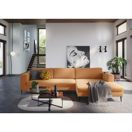 Ecksofa DOMO collection "Modica, zeitlos und elegant, L-Form", orange (pfirsich), B:329cm H:81cm T:173cm, Sofas, Ecksofa, Auch in Cord, Fu&szlig;h&ouml;he passend f&uuml;r g&auml;ngige Saugroboter