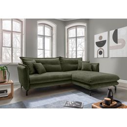 Ecksofa Home Affaire "Lazio modern und bequem, schmale Armlehnen, tolle Detailverarbeitung", olive, B:255cm H:94cm T:180cm, Sofas, Ecksofa, Armlehnen verstellbar