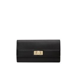 Geldb&ouml;rse Tommy Hilfiger "TH MODERN LARGE FLAP WALLET", Damen, schwarz, Lederimitat, Kleinlederwaren, Damen Portemonnaie, Geldbeute mit goldfarbenen Accessoires