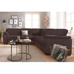 Sit & More Ecksofa SIT & MORE "Montego", braun, B:255cm H:88cm T:225cm, Luxus-Microfaser (90% Polyester, 10% Polyamid);Struktur (100% Polyester);Luxus-Microfaser ALTARA NUBUCK (100% Polyester), Sofas, Ecksofa, wahlweise mit Bettfunktion und Schubkasten
