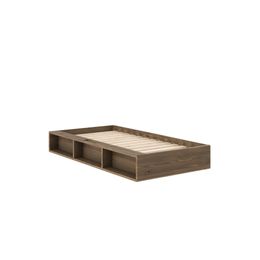 Stauraumbett Karup Design "Ziggy Bed, Stauraumbett, FSC-zertifiziertes Massivholz made in Europe", carob braun, B:107cm H:29cm L:205cm, Betten, Stauraumbett, mit 3 Ablagen, inklusive Lattenrost, ohne Matratze, mehrere Farben