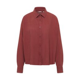 Langarmbluse Mustang "Damen Style Salinas", Damen, Gr. 40, rot 3228, 70% Viskose, 30% Leinen, unifarben, relaxed fit, Blusen
