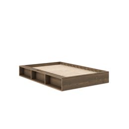 Stauraumbett Karup Design "Ziggy Bed, Stauraumbett, FSC-zertifiziertes Massivholz made in Europe", carob braun, B:137cm H:29cm L:205cm, Betten, Stauraumbett, mit 3 Ablagen, inklusive Lattenrost, ohne Matratze, mehrere Farben