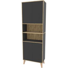 Hochschrank Welltime "Morena", basalt grau mit artisan eiche, B:66,4cm H:195cm T:32,5cm, ABS-Kunststoff, Holzwerkstoff, Schr&auml;nke, Hochschrank