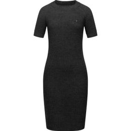 Strickkleid Ragwear "Kolya", Damen, Gr. XXL (44), Normalgr&ouml;&szlig;en, schwarz, Strick, Material: 100% Baumwolle, tailliert ca. Mitte Oberschenkel, Rundhals, &Auml;rmel ohne &Auml;rmelschlitz Rippstrickb&uuml;ndchen, Kleider Strickkleid, kurz&auml;rmliges Damen Midikleid in Strickoptik