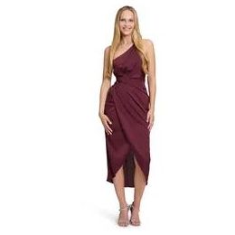 Abendkleid Vera Mont "Damen mit Raffung", Damen, Gr. 36, Normalgr&ouml;&szlig;en, rot (deep dahlia), Satin, Obermaterial: 100% Polyester. Futter: 95% Polyester, 5% Elasthan, figurbetont lang, asymmetrischer Ausschnitt, Kleider Abendkleid, Material