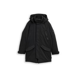 Tom Tailor Herren TT.PRO.TECH Parka mit abnehmbarer Kapuze, schwarz, Uni, Gr. S