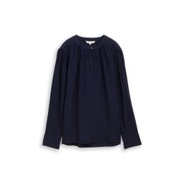 Tom Tailor Damen Crinkle Bluse mit Raffungen, blau, Uni, Gr. 36