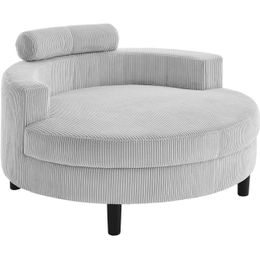 Loveseat "Ravi Sessel, B: 114 cm, Sitzh&ouml;he: 42 cm", grau (hellgrau), B:114cm H:83cm T:154cm, 100% PES, ATLANTIC HOME COLLECTION, Sessel, XXL- Sessel, mit Stauraumhocker, R&uuml;ckenst&uuml;tze & 4 Zierkissen