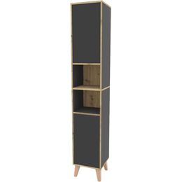 Hochschrank Welltime "Morena", basalt grau mit artisan eiche, B:35cm H:195cm T:32,5cm, ABS-Kunststoff, Holzwerkstoff, Schr&auml;nke, Hochschrank