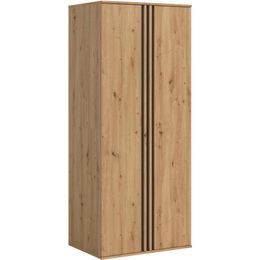 Kleiderschrank Home Affaire "ALVA, Breite 80 cm, mit griffloser Front in Paneeloptik, Schrank", artisan eiche nachbildung, anthrazit, B:80cm H:192cm T:56cm, FSC-zertifizierter Holzwerkstoff, Schr&auml;nke, Kleiderschrank, 2 T&uuml;ren, 1 Kleiderstange, 1 Einlegeboden