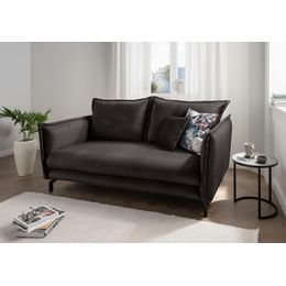 Ecksofa Home Affaire "Lazio modern und bequem, schmale Armlehnen, tolle Detailverarbeitung", anthrazit, t&uuml;rkis, B:198cm H:94cm T:110cm, Sofas, Ecksofa, Armlehnen verstellbar