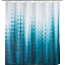 Duschvorhang Wenko "Alara", blau (alara ii), B:180cm H:200cm, Polyester, Duschvorh&auml;nge, H&ouml;he 200 cm, Batik-Optik