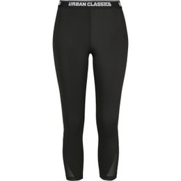 Leggings Urban Classics "Urban Classics Damen Ladies Tech Mesh Pedal Pusher Leggings", Damen, Gr. XS, US-Gr&ouml;&szlig;en, schwarz, 85% Polyester, 15% Elasthan, unifarben, slim fit, Hosen Leggings