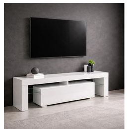 Lowboard OTTO HOME "MONICA, TV-Board, TV-Kommode, TV-Schrank, TV-Unterschrank, TV-M&ouml;bel", wei&szlig; hg, B:140cm H:47,5cm T:35cm, Spanplatte, Sideboards, Lowboard, Modernes Hochglanz TV-Board in 2 Farben, grifflos mit Push-to-Open