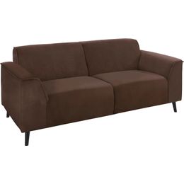 2,5-Sitzer DOMO collection "Amora inklusive komfortablen Federkern f&uuml;r mehr Sitzkomfort", braun (dunkelbraun), B:193cm H:81cm T:90cm, Struktur (100% Polyester);Struktur grob (100% Polyester);Luxus-Microfaser (100% Polyester), Sofas, Fu&szlig;h&ouml;he passend f&uuml;r g&auml;ngige Saugroboter