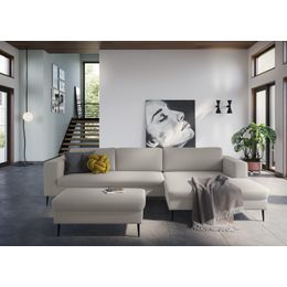 Ecksofa DOMO collection "Modica, zeitlos und elegant, L-Form", grau (stone), B:329cm H:81cm T:173cm, Sofas, Ecksofa, Auch in Cord, Fu&szlig;h&ouml;he passend f&uuml;r g&auml;ngige Saugroboter