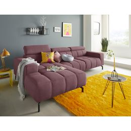 Ecksofa DOMO collection "Cunelli tolle Sitzn&auml;hte als Designelement, fester Sitzkomfort, L-Form", lila (beere), B:292cm H:79cm T:175cm, Sofas, Ecksofa, whlw. verstellbare Kopfteile, passend f&uuml;r g&auml;ngige Saugroboter