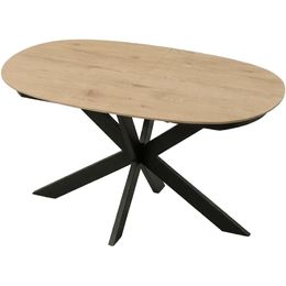 Esstisch ByLiving "NEVADA", eiche natur, eiche natur, B:140cm H:75cm T:90cm, Tische, Esstisch, Tischplatte Eiche natur, bis 100 kg, S&auml;ule (X-f&ouml;rmig), Mittelauszug