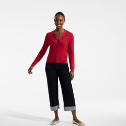 LANDS' END Rippstrick-Cardigan aus Seidenmix, Damen,  Rot, Baumwolle/Seide/Nylon, by Lands' End
