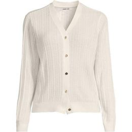 LANDS' END Rippstrick-Cardigan aus Seidenmix, Damen,  Wei&szlig;, Baumwolle/Seide/Nylon, by Lands' End