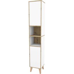Hochschrank Welltime "Morena", wei&szlig; mit artisan eiche, B:35cm H:195cm T:32,5cm, ABS-Kunststoff, Holzwerkstoff, Schr&auml;nke, Hochschrank