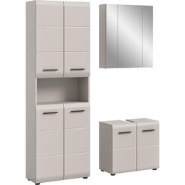 Badm&ouml;bel-Set Welltime "FLORENZ, TOPSELLER, 3-teilige Badkombination, hochwertige MDF-Front", kaschmir, B:135cm H:185cm T:30cm, Holzwerkstoff, MDF, Kastenm&ouml;bel-Sets, Badm&ouml;bel-Set, Bad-Kombination, Bad-M&ouml;bel, Badezimmer, Kombination, Kombi
