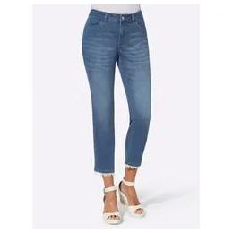 Bequeme Jeans Classic Basics, Damen, Gr. 54, Normalgr&ouml;&szlig;en, blau (blau, bleached), 81% Baumwolle, 17% Polyester, 2% Elasthan, unifarben, 7/8-L&auml;nge, Jeans