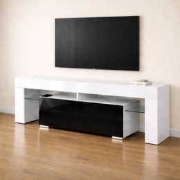 Lowboard OTTO HOME "MONICA, TV-Board, TV-Kommode, TV-Schrank, TV-Unterschrank, TV-M&ouml;bel", schwarz hg, B:140cm H:47,5cm T:35cm, Spanplatte, Sideboards, Lowboard, Modernes Hochglanz TV-Board in 2 Farben, grifflos mit Push-to-Open
