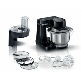 Bosch K&uuml;chenmaschine "MUMS2EB01 MUM Serie 2", schwarz, B:26,6cm H:26,6cm T:27,7cm, K&uuml;chenmaschinen, Durchlaufschnitzler, 3 Reibescheiben, Patisserieset Edelstahl, K&uuml;chenmaschine
