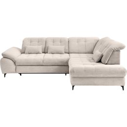 Ecksofa Home Affaire "Lazio modern und bequem, schmale Armlehnen, tolle Detailverarbeitung", silber, zierkissen silber, B:255cm H:94cm T:216cm, 93% Polyester, 7% Polyamid, Sofas, Ecksofa, zwei verschiedene Fu&szlig;farben w&auml;hlbar
