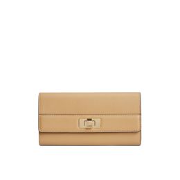 Geldb&ouml;rse Tommy Hilfiger "TH MODERN LARGE FLAP WALLET", Damen, beige, Lederimitat, Kleinlederwaren, Damen Portemonnaie, Geldbeute mit goldfarbenen Accessoires
