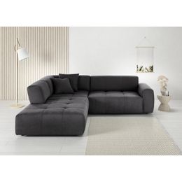 Ecksofa 3C CANDY "Yoshy Komfortsofa, bequem und modern, hochwertige Verarbeitungsdetails", grau, B:285cm H:74cm T:268cm, 100% Polyester, Sofas, Ecksofa, Zwei verschiedene Sitztiefen durch verstellbare R&uuml;ckenlehne, L-Form