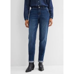 bonprix Boyfriend-Jeans Mid Waist Gummibund, blau, Gr.38, Boyfriend-Jeans, Mid Waist, Gummibund, 82% Baumwolle