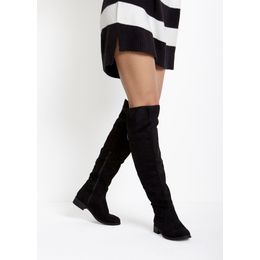 bonprix Overknee Stiefel, schwarz, Gr.38, Edel, stilvoll und bequem: die Overkneestiefel aus Velourslederimitat, aus Vegan