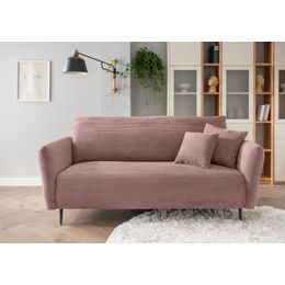 Ecksofa Home Affaire "Lazio modern und bequem, schmale Armlehnen, tolle Detailverarbeitung", rosa (silber, zierkissen silber), B:255cm H:94cm T:102cm, 93% Polyester, 7% Polyamid, Sofas, Ecksofa, zwei verschiedene Fu&szlig;farben w&auml;hlbar