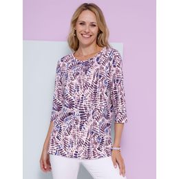 Longshirt Classic Basics "Longshirt", Damen, Gr. 42, rosa (ecru, ros&eacute;, bedruckt), 100% Baumwolle, bedruckt, gemustert, mehrfarbig, Rundhals, Shirts Longshirt