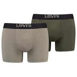 Levi's Boxershorts LEVI'S "LEVIS MEN MEL WB BOXER BRIEF ORG CO 2P", Herren, Gr. XL, gr&uuml;n, Obermaterial: 95% Baumwolle, 5% Elasthan, k&ouml;rpernah, Unterhosen, mit breitem Logobund