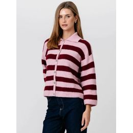 Strickpullover TEESHOPPEN "TEESHOPPEN Sweater Josie", Damen, Gr. one-size, pink, burgundy, Obermaterial: 60% Polyacryl, 14% Polyamid, 10% Polyester, 8% Wolle, 8% Viskose, Pullover Strickpullover
