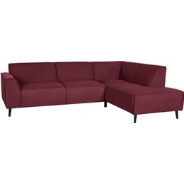 Ecksofa DOMO collection "Amora, bequem und zeitlos, L-Form", rot (bordeaux), B:263cm H:81cm T:191cm, Sofas, Ecksofa, mit Federkern, Fu&szlig;h&ouml;he passend f&uuml;r g&auml;ngige Saugroboter