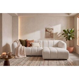 Ecksofa OTTO HOME "Gerron, Struktur-Chenille-Stoff mit M&eacute;lange-Effekt", cream, B:271cm H:76cm T:180cm, 95%Polyester 5%Polyamide, Sofas, Ecksofa, Breite 271 cm, L-Form, vertikale Steppung, organische Rundungen