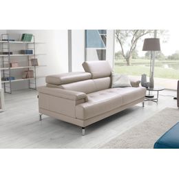 2,5-Sitzer Egoitaliano "Soul, Design und Sitzkomfort auf hohem Niveau, tolle Details", grau (stone), B:200cm H:76cm T:106cm, Leder &raquo;BULL&laquo; (echtes Rindsleder). Geschliffenes, pigmentiertes und behandeltes Rindsleder mit einer Dicke von 1, 3-1, 5 mm. Dieses Leder zeigt eine ziemlich weiche Hand mit einem halb undurchsichtigen Aussehen. Es handelt sich um ein gesch&uuml;tztes Leder. Eine leichte Deckschic