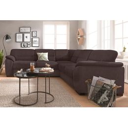Sit & More Ecksofa SIT & MORE "Montego", braun, B:255cm H:88cm T:225cm, Luxus-Microfaser (90% Polyester, 10% Polyamid);Struktur (100% Polyester);Luxus-Microfaser ALTARA NUBUCK (100% Polyester), Sofas, Ecksofa, wahlweise mit Bettfunktion und Schubkasten, Topseller