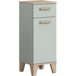 Midischrank Welltime "MINTTU, H&ouml;he 87 cm, 1 T&uuml;r, 1 Schubkasten, 1 Einlegeboden, 2 F&auml;cher", hellgr&uuml;n, eiche hell nachbildung, B:34cm H:87cm T:31cm, FSC-zertifizierter Holzwerkstoff, Schr&auml;nke, Midischrank, Badm&ouml;bel, Badschrank, Schrank, Kommode, Bad, Unterschrank