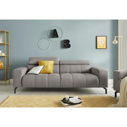 2,5-Sitzer DOMO collection "Cunelli, moderne Sitzn&auml;hte als Designelement, fester Sitzkomfort", braun (schlamm), B:238cm H:79cm T:104cm, Sofas, whlw. verstellbare Kopfteile, passend f&uuml;r g&auml;ngige Saugroboter