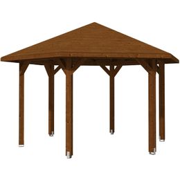 Skan Holz Holzpavillon SKANHOLZ "Nancy 3", braun (nussbaum), B/H/T: 316cm, Pavillons, Leimholz, 393 x 340 cm